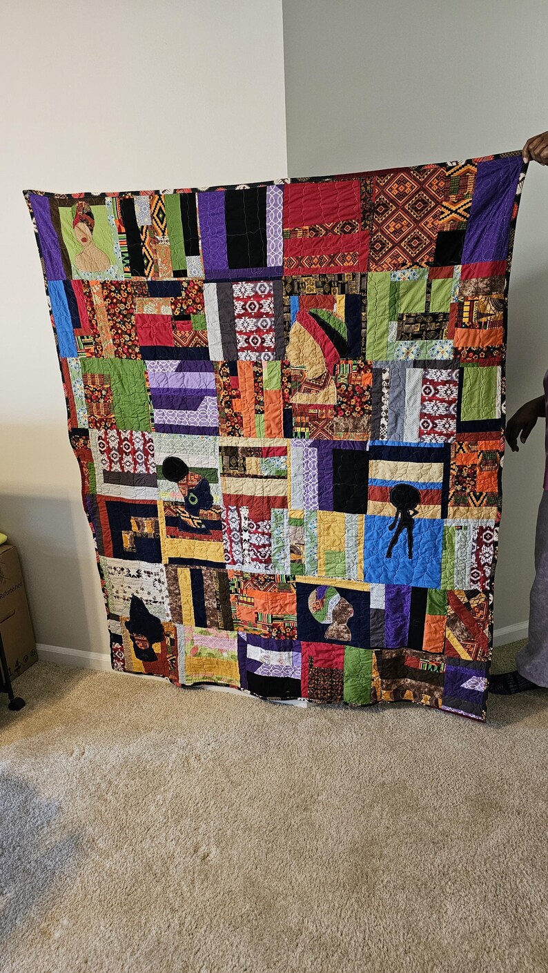 African-inspired Patchwork Quilt | Afrocentric Art Throw Blanket ...