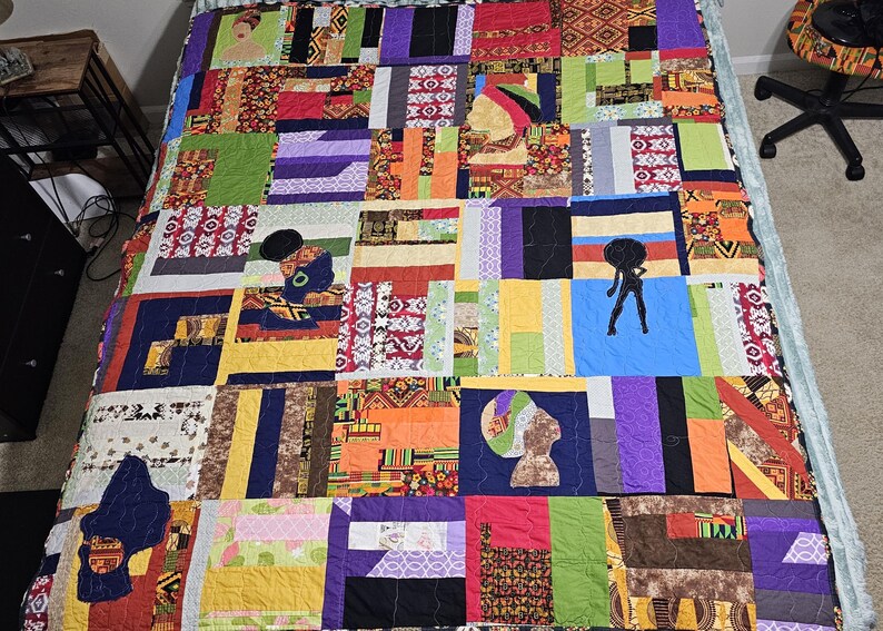 African-inspired Patchwork Quilt | Afrocentric Art Throw Blanket ...