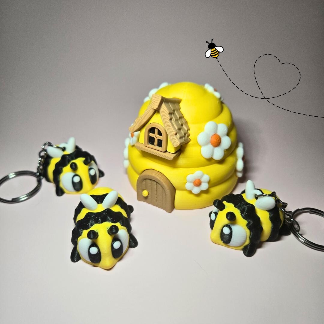 Honey Bee Fidget Hive | 3D Printed Bee | 3D Printed Hive | Bee Set ...