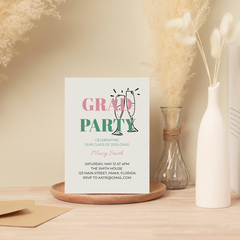 Editable Graduation Party Invitation Template | Class of 2025 Grad ...