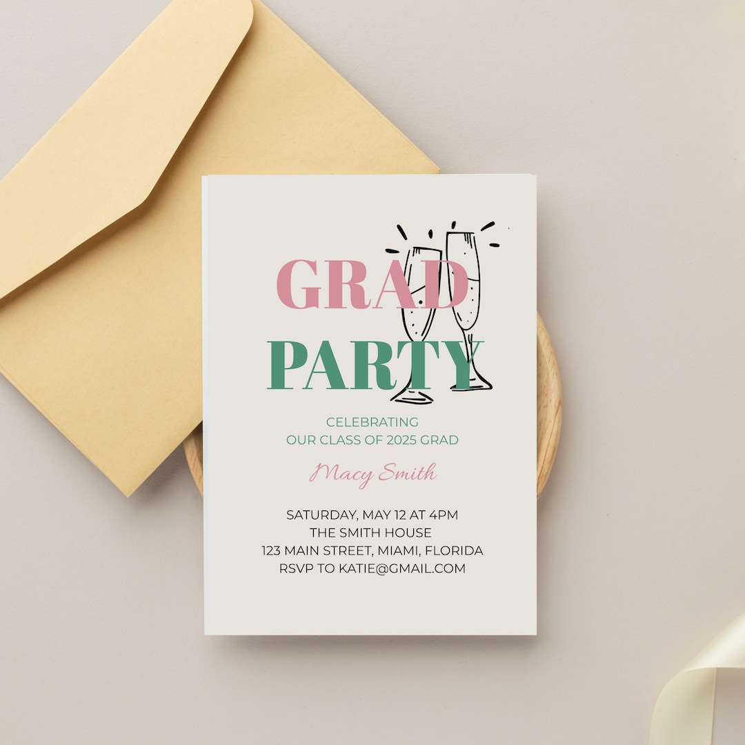 Editable Graduation Party Invitation Template | Class of 2025 Grad ...