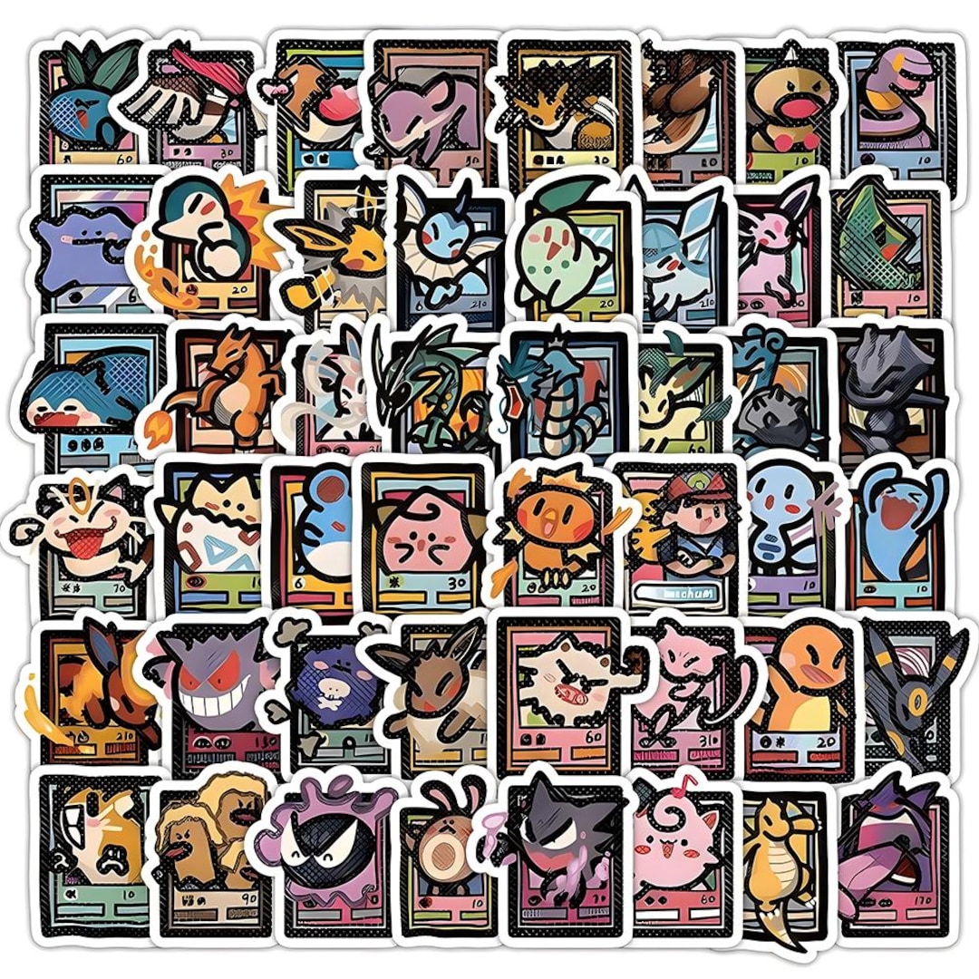 Pixel Style Anime Pokémon Stickers Pack – Pikachu Cartoon Waterproof ...