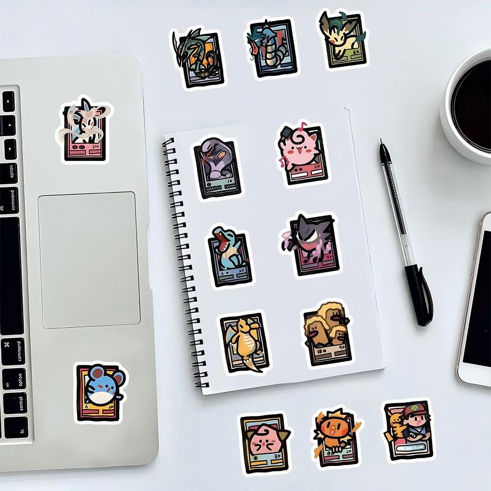 Pixel Style Anime Pokémon Stickers Pack – Pikachu Cartoon Waterproof ...
