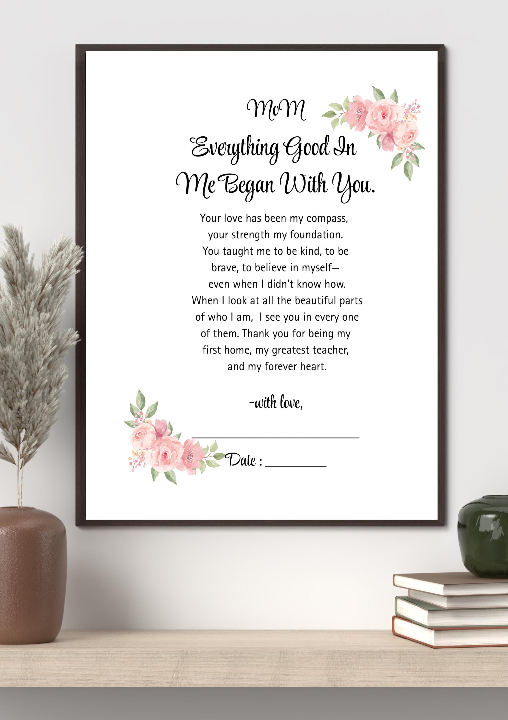 Mother's Day Printable Wall Art | "everything Good in Me Began With You ...