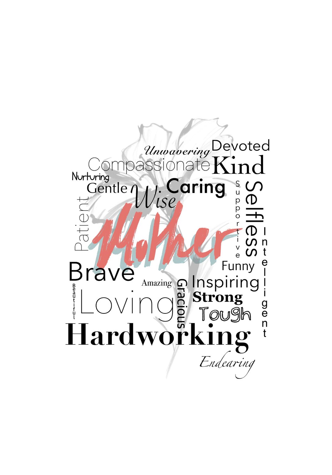 Mother Word Cloud PNG Digital Design - Great for Birthday, Christmas ...