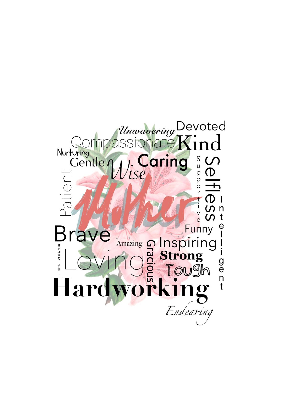 Mother Word Cloud PNG Design – Loving, Kind, Strong Qualities (digital ...