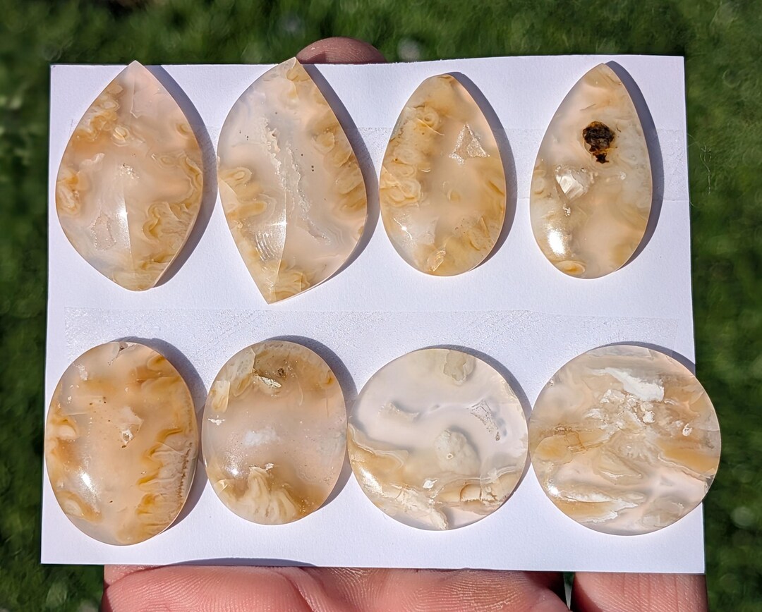1 Piece Sunburnt Snow Agate Freeform Flat Back Gemstone Cabochon Wire ...