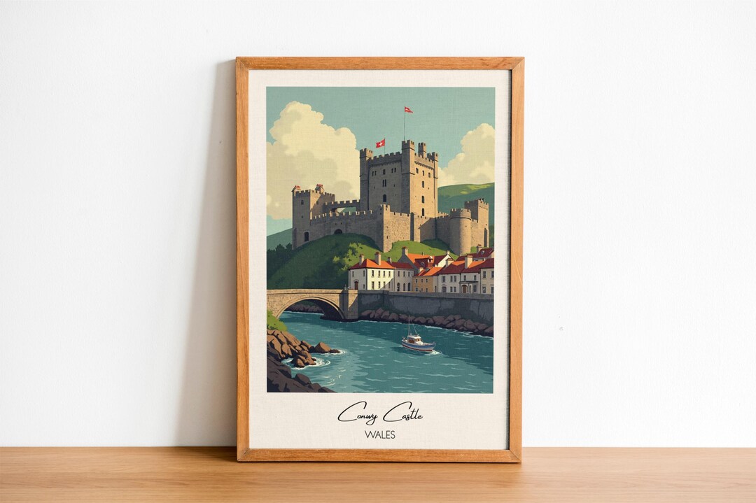 Conwy Castle Wales Vintage Travel Portrait – Printable Historic Wall ...