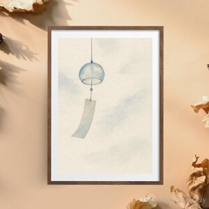 Japanese Furin Wind Chime Art – Minimalist Zen Wall Print - Etsy