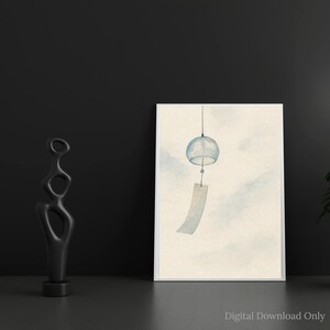 Japanese Furin Wind Chime Art – Minimalist Zen Wall Print - Etsy