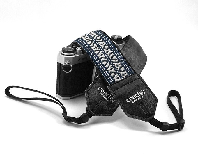The Midnight Blue & White Hippie Weave Camera Strap Boho | Etsy