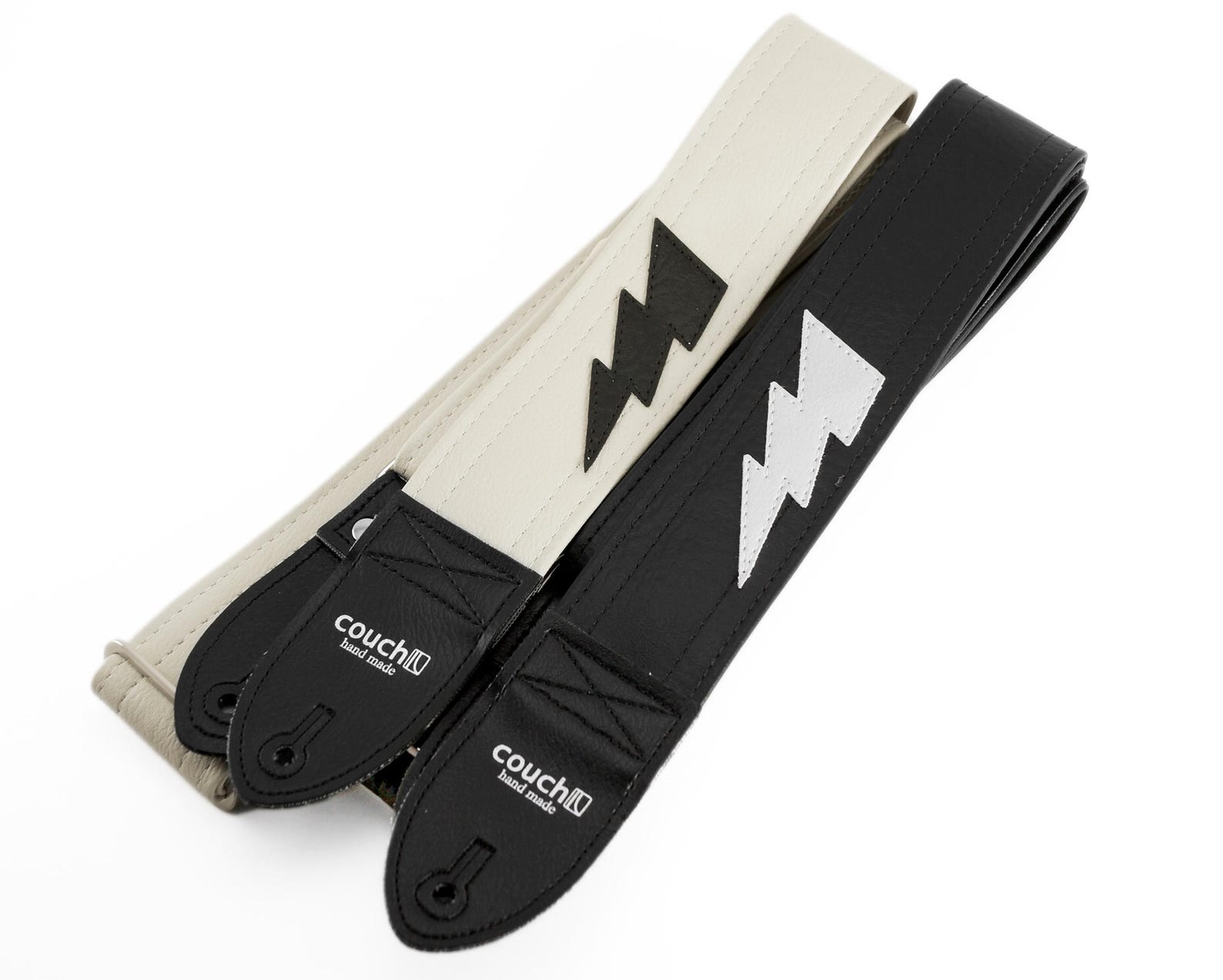 Lightning Bolt Guitar Strap - Black With White Bolt- Built to Shred - Etsy