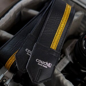 60s Gold Sparkle Racing Stripe Camera Strap Gold and Black Camera Strap ...