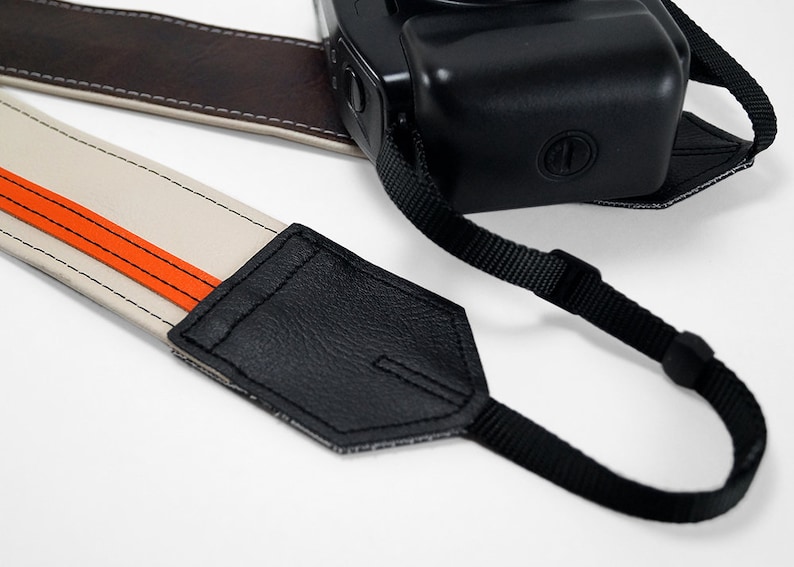 White & Orange Racing Stripe Camera Strap - Made in USA Camera Straps ...