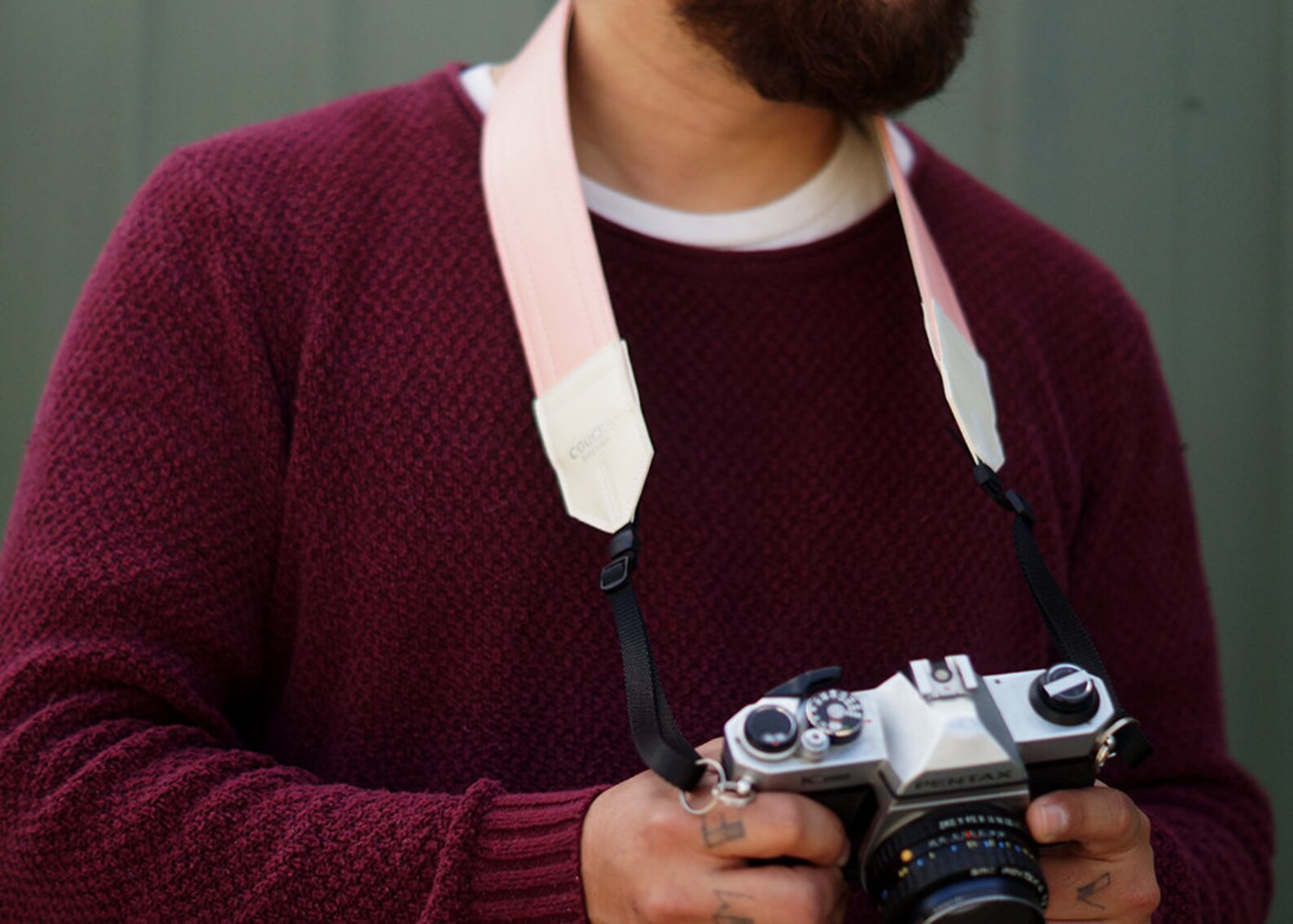 Pastel Pink Camera Strap With White Ends Dusty Pink Vegan | Etsy