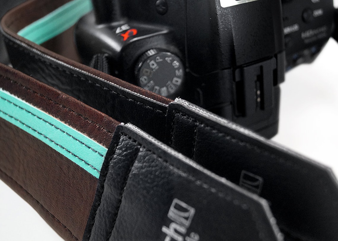 Brown and Mint Racing Stripe Camera Strap Hand Made in USA - Etsy