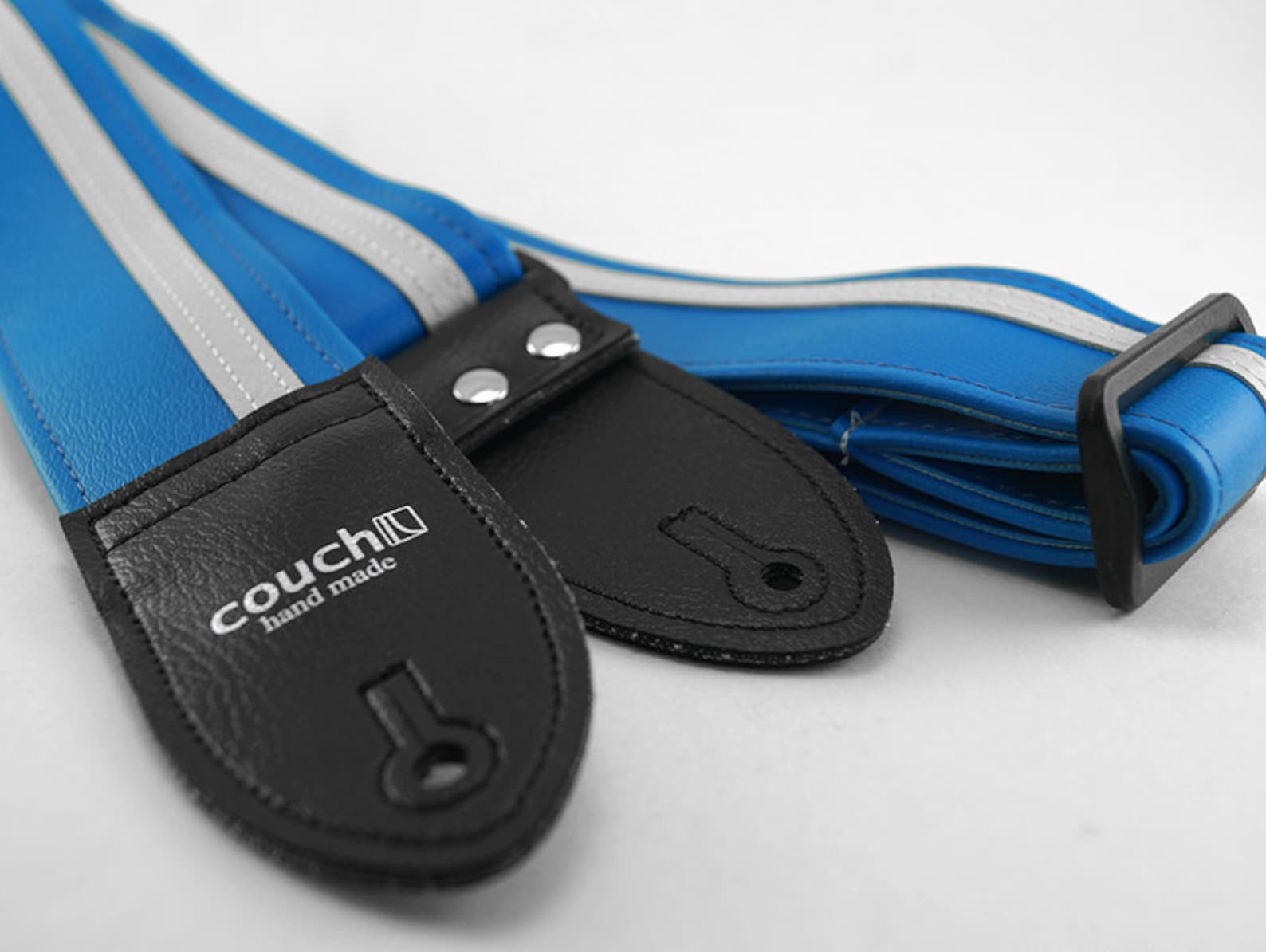 Runway Blue Racer Stripe Guitar Strap Vegan Made in USA | Etsy