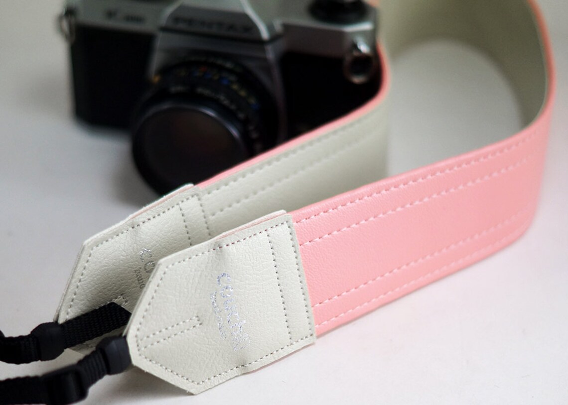 Pastel Pink Camera Strap With White Ends Dusty Pink Vegan | Etsy