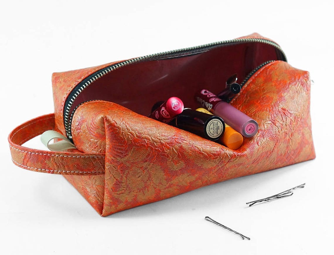 1965 Orange Floral Vintage Womens Cosmetics Bag - Etsy