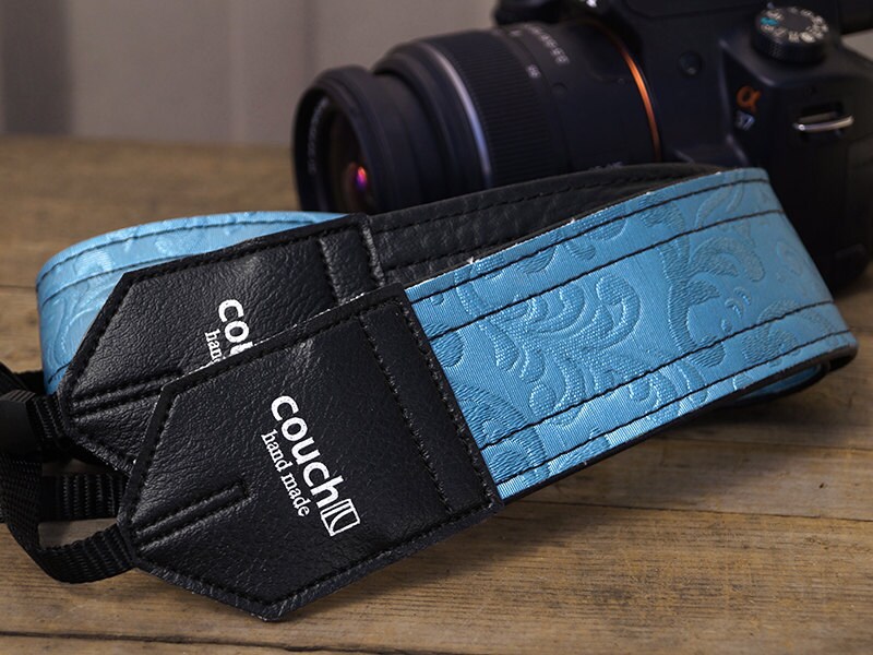 Bright Blue Steel Floral Camera Strap Made of Vintage - Etsy