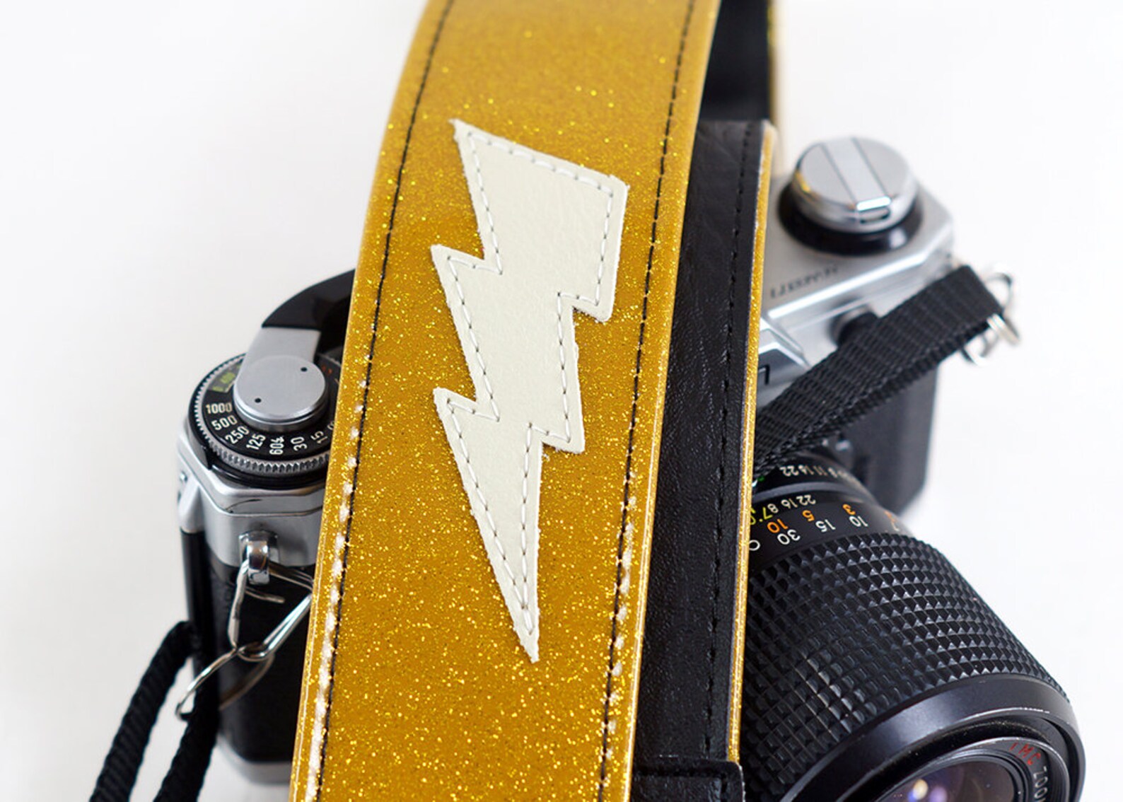 Gold Sparkle Lightning Bolt Camera Strap- Metal Flake Style Sparkle ...