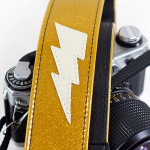 Gold Sparkle Lightning Bolt Camera Strap- Metal Flake Style Sparkle ...