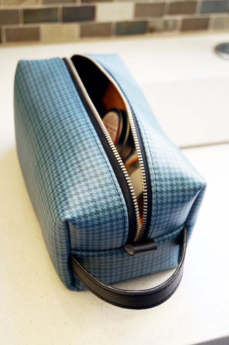 Vintage GTO Dopp Kit Made of 1960s Blue Houndsthooth American | Etsy