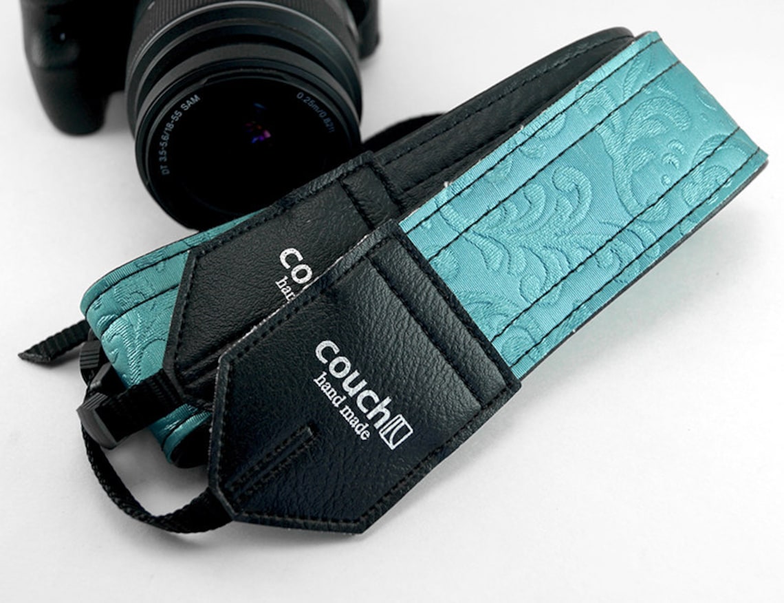 Bright Blue Steel Floral Camera Strap Made of Vintage | Etsy