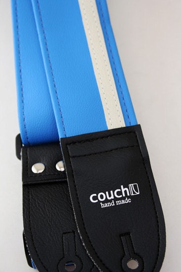 Runway Blue Racer Stripe Guitar Strap Vegan Made In USA | Etsy