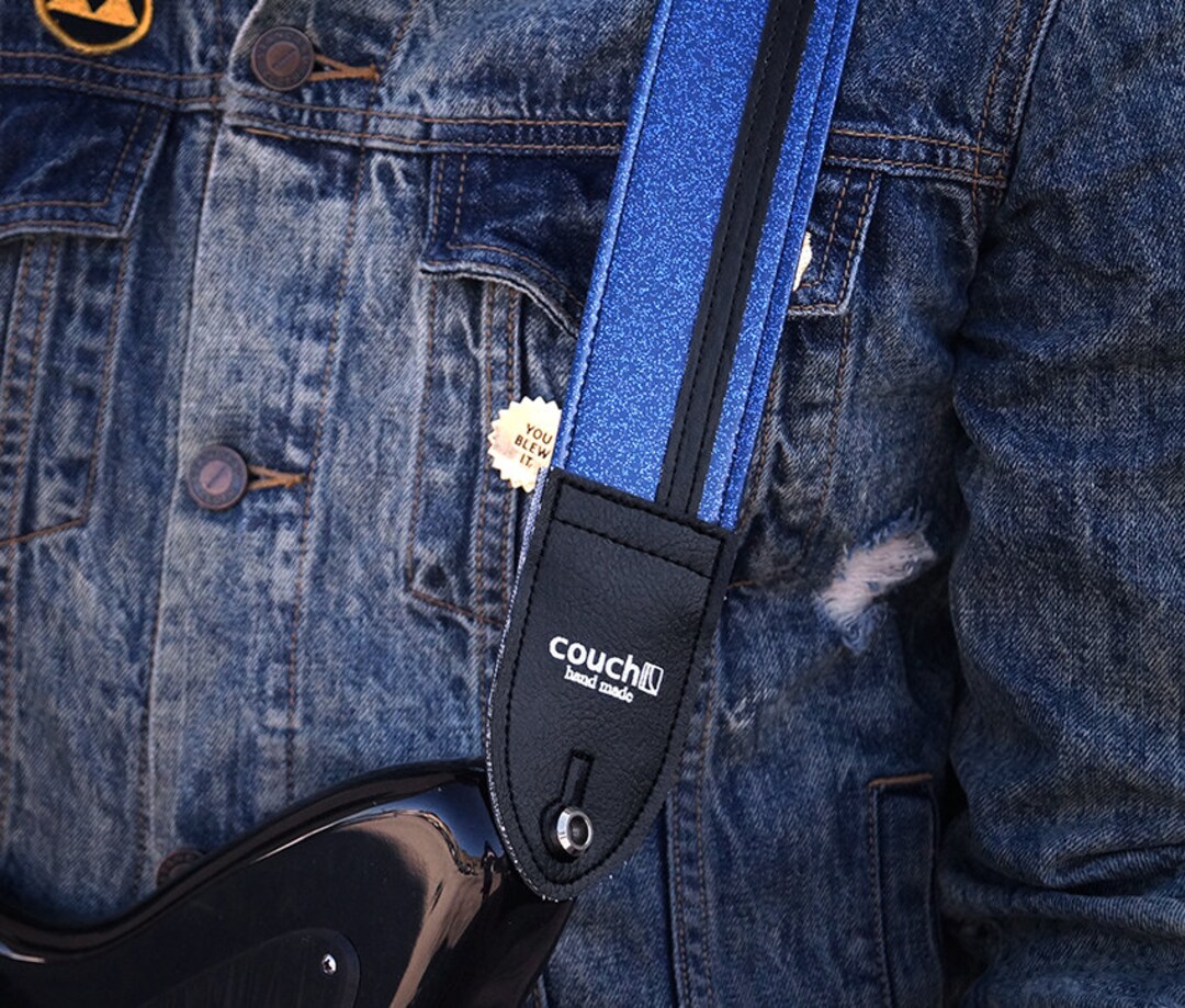 Blue Sparkle Racing Stripe Guitar Strap 60s Style Built to Rock - Etsy