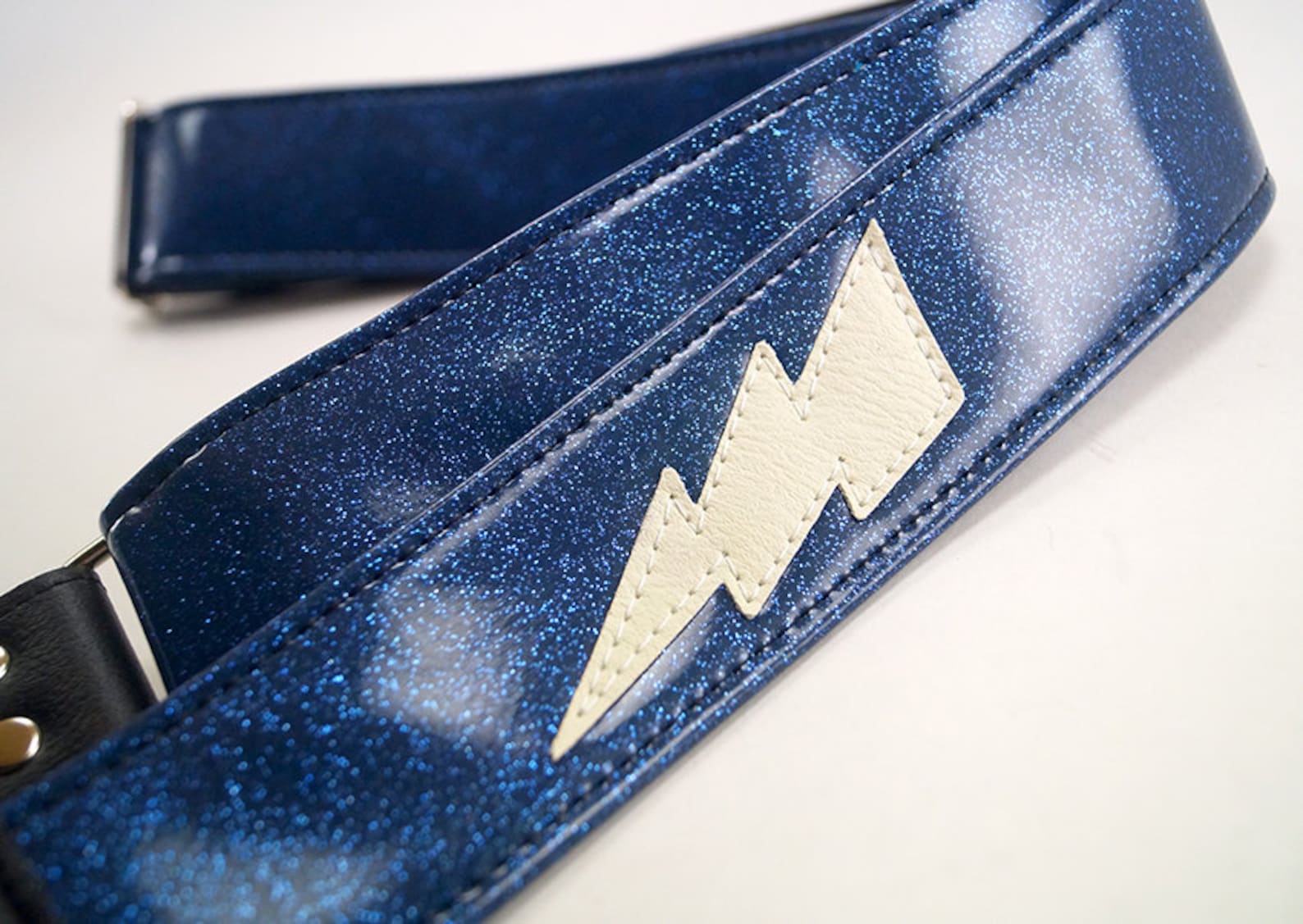 Custom Blue Sparkle Lightning Bolt Guitar Strap- 60s Metal Flake Bike ...
