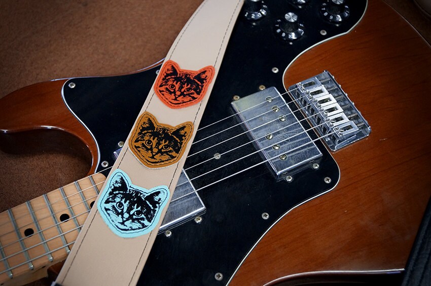 Cat Guitar Strap Multi Color Cats Vegan Mr. Whiskers - Etsy