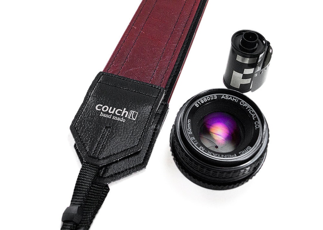 Dark Red Oxblood Camera Strap, Brick Maroon, Wine, Vegan Leather, Hand ...
