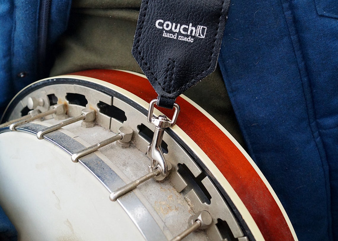 Graphite Western Banjo Strap Made of Tanned Black Hand Tooled - Etsy