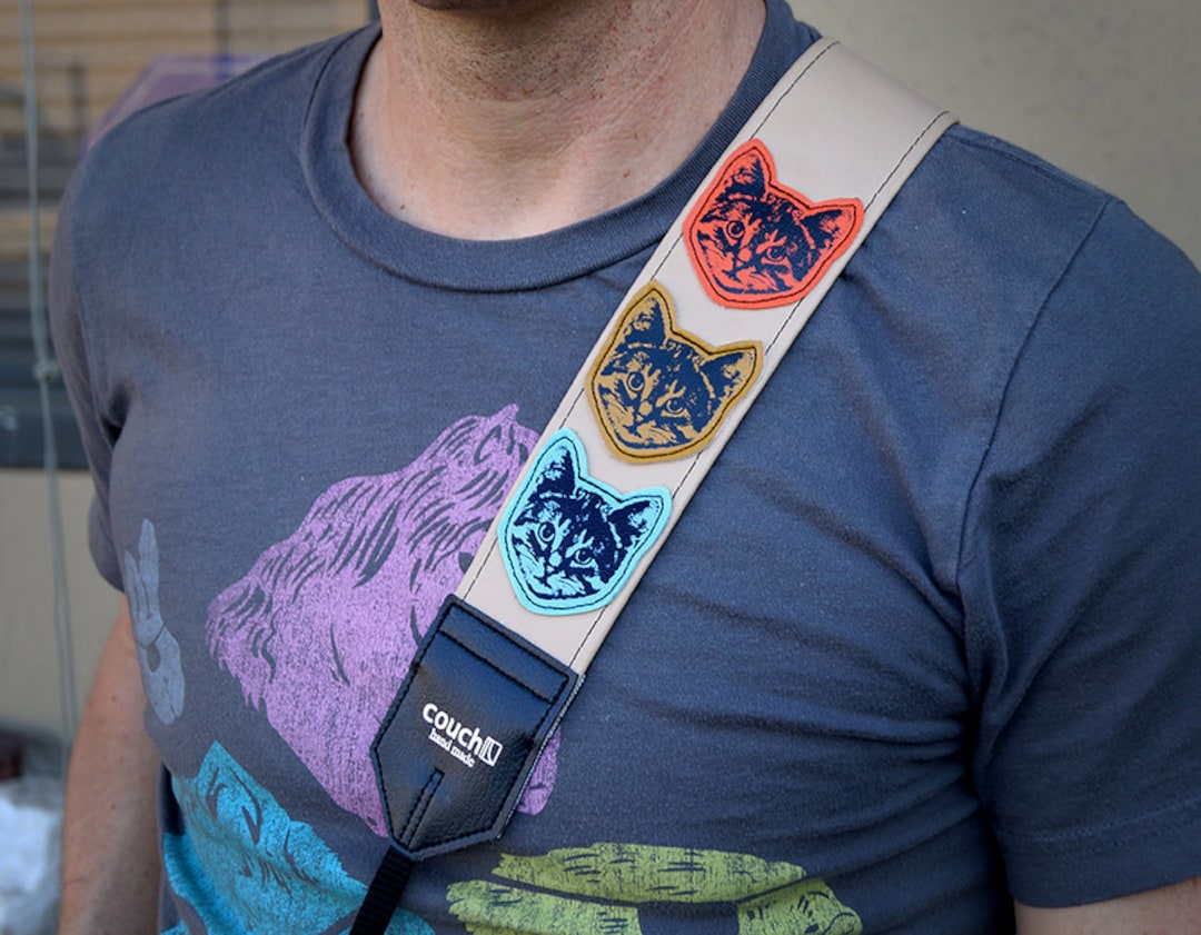 Multi Color Cat Camera Strap - Vinyl - Mr. Whiskers Approved - Etsy