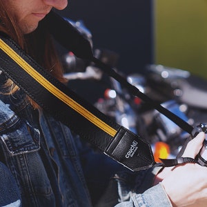 60s Gold Sparkle Racing Stripe Camera Strap Gold and Black Camera Strap ...