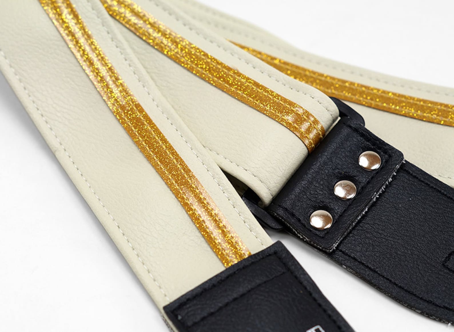 White and Gold Racing Stripe Guitar Strap Metallic Flake - Etsy