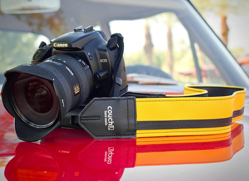 Yellow With Black Racing Stripe Camera Strap - Etsy