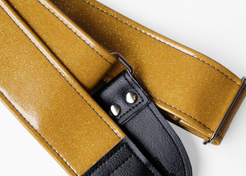 Gold Sparkle Guitar Strap Metal Flake Vintage Style - Etsy
