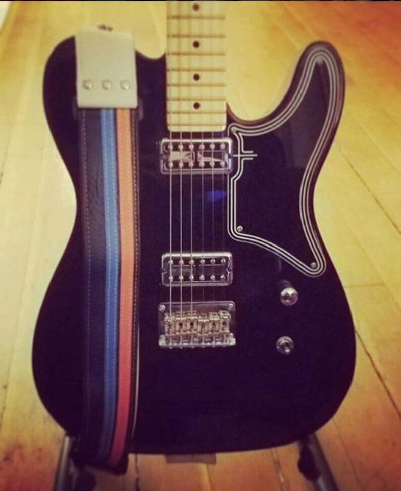 Double Racing Stripe Guitar Strap 60's Colorway Black | Etsy