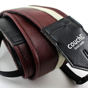Dark Red Racing Stripe Camera Strap, Vinyl, Vegan, Oxblood Maroon ...