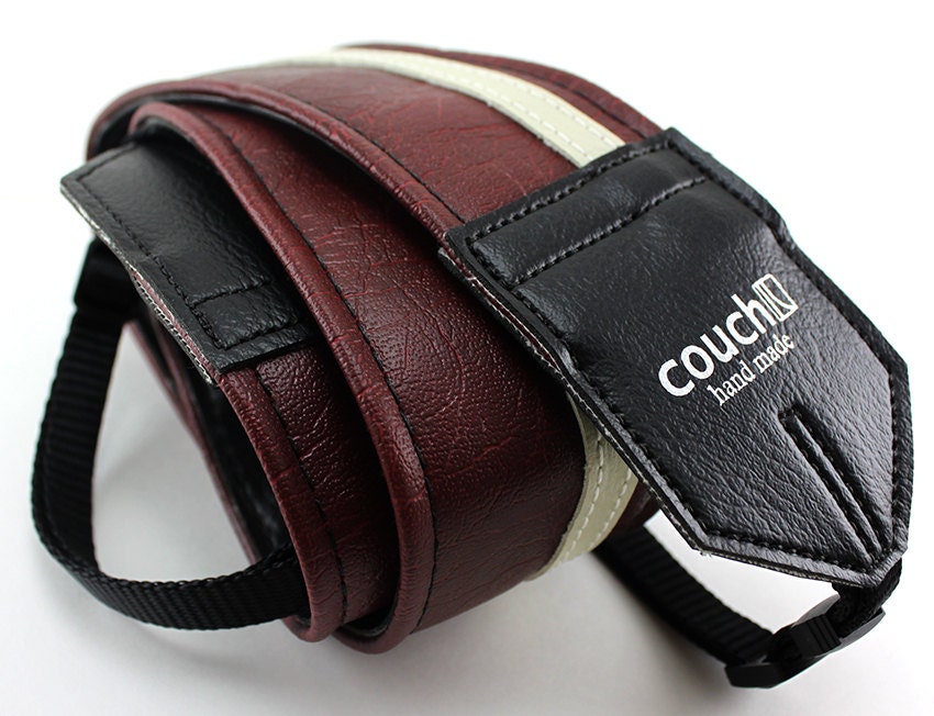 Dark Red Racing Stripe Camera Strap Vinyl Vegan Oxblood - Etsy