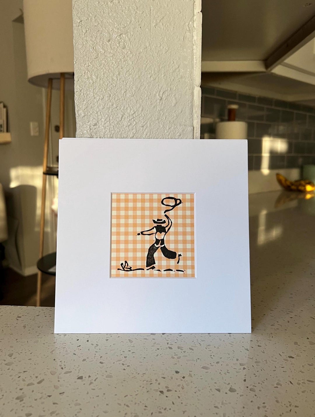Cowboy Linocut Art Print, Western Decor (4x4 Matted to 8x8) - Etsy