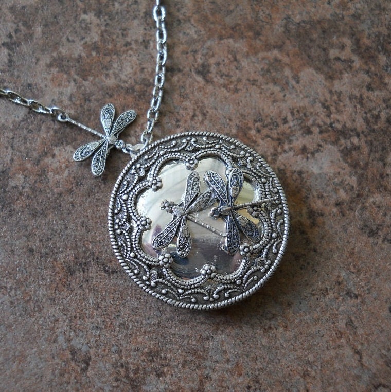 Dragonlfy Locket in Silver by Enchanted Lockets - Etsy