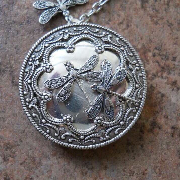Dragonlfy Locket in Silver by Enchanted Lockets - Etsy