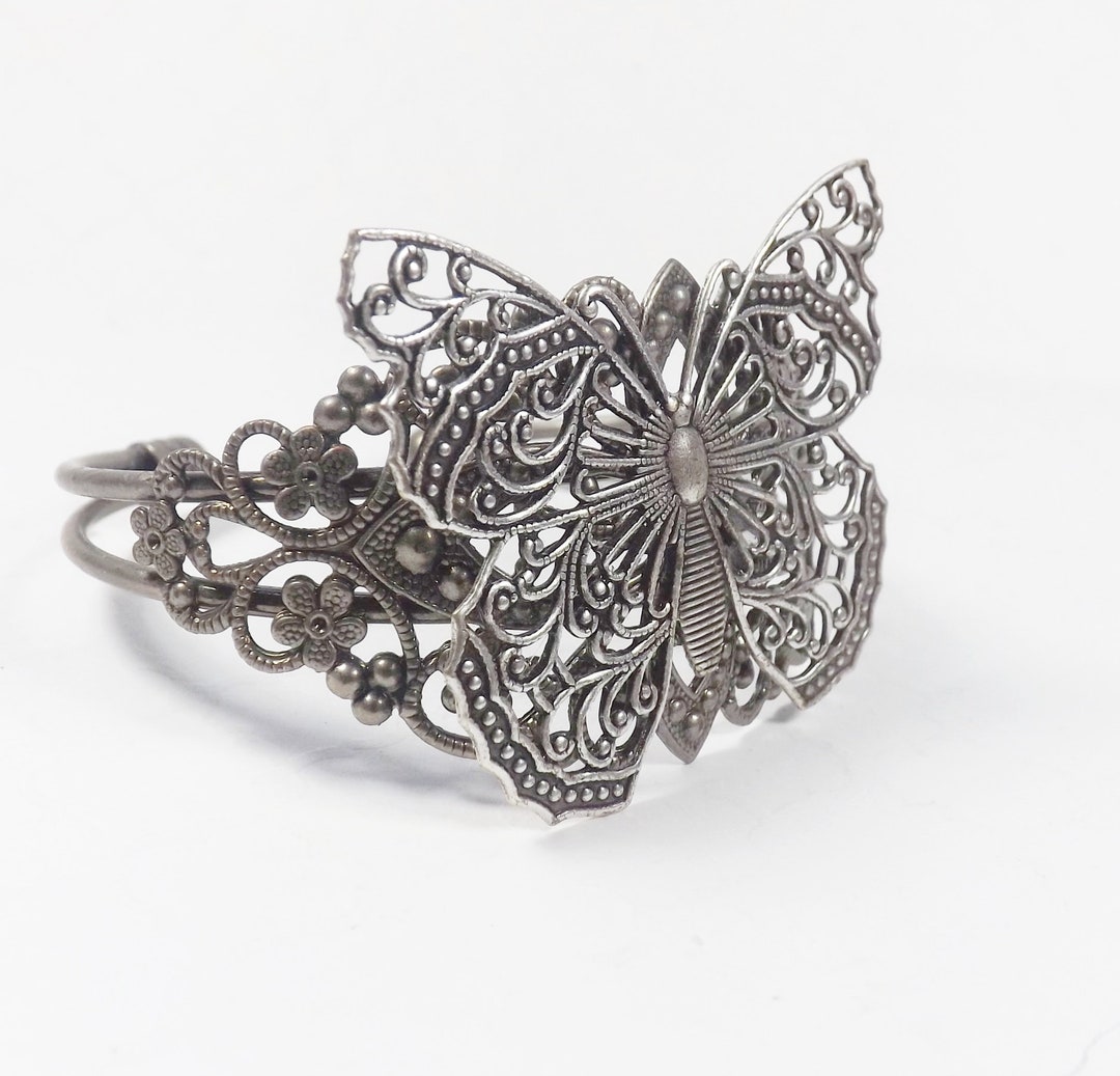 Butterfly Filigree Bracelet, Silver Butterfly Bracelet, Butterfly - Etsy