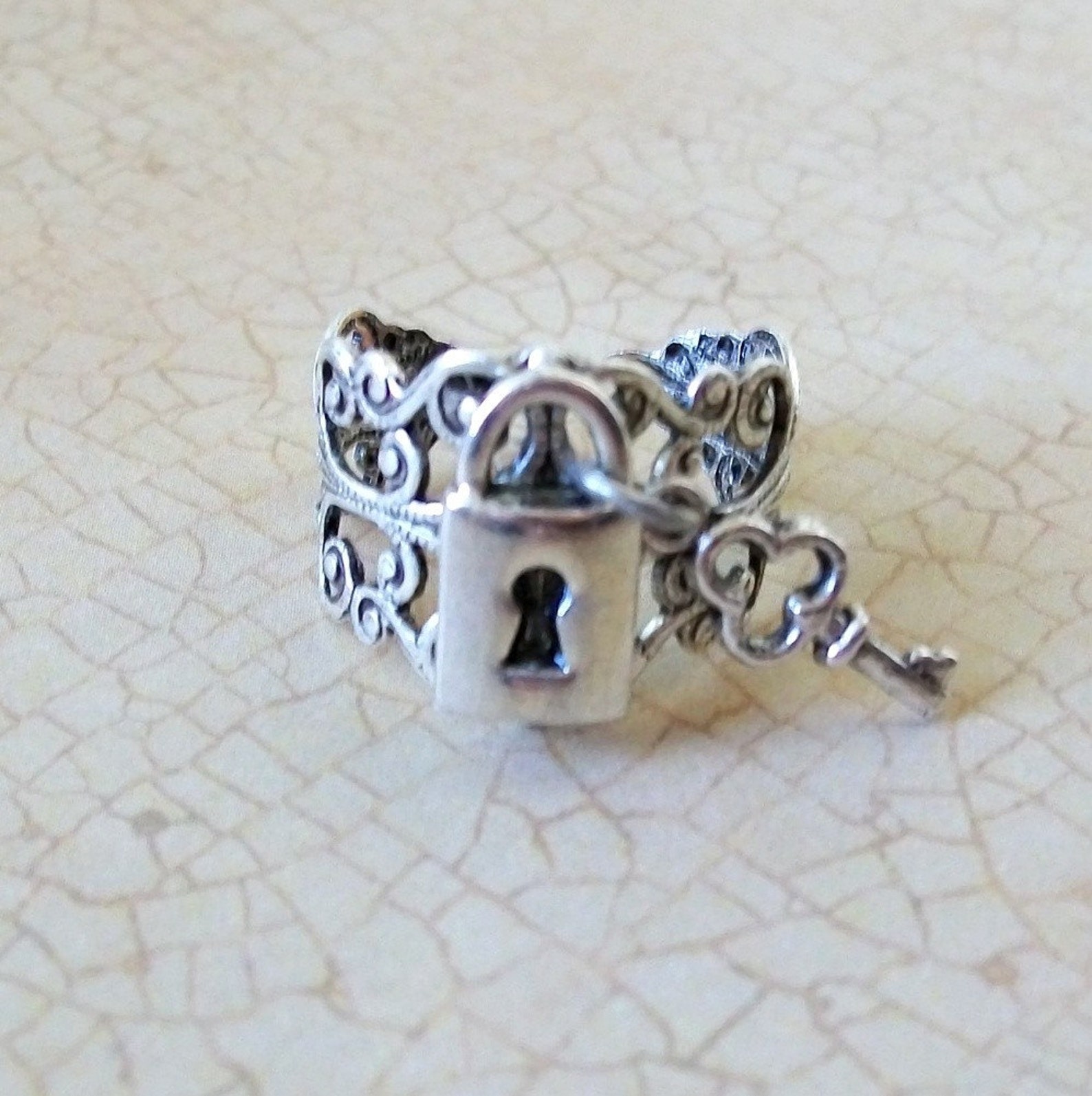 Lock and Key Ring Silver Lock Ring Silver Ring Lock and - Etsy