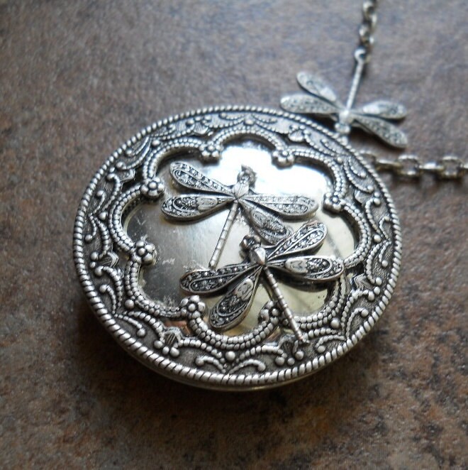 Dragonlfy Locket in Silver by Enchanted Lockets - Etsy
