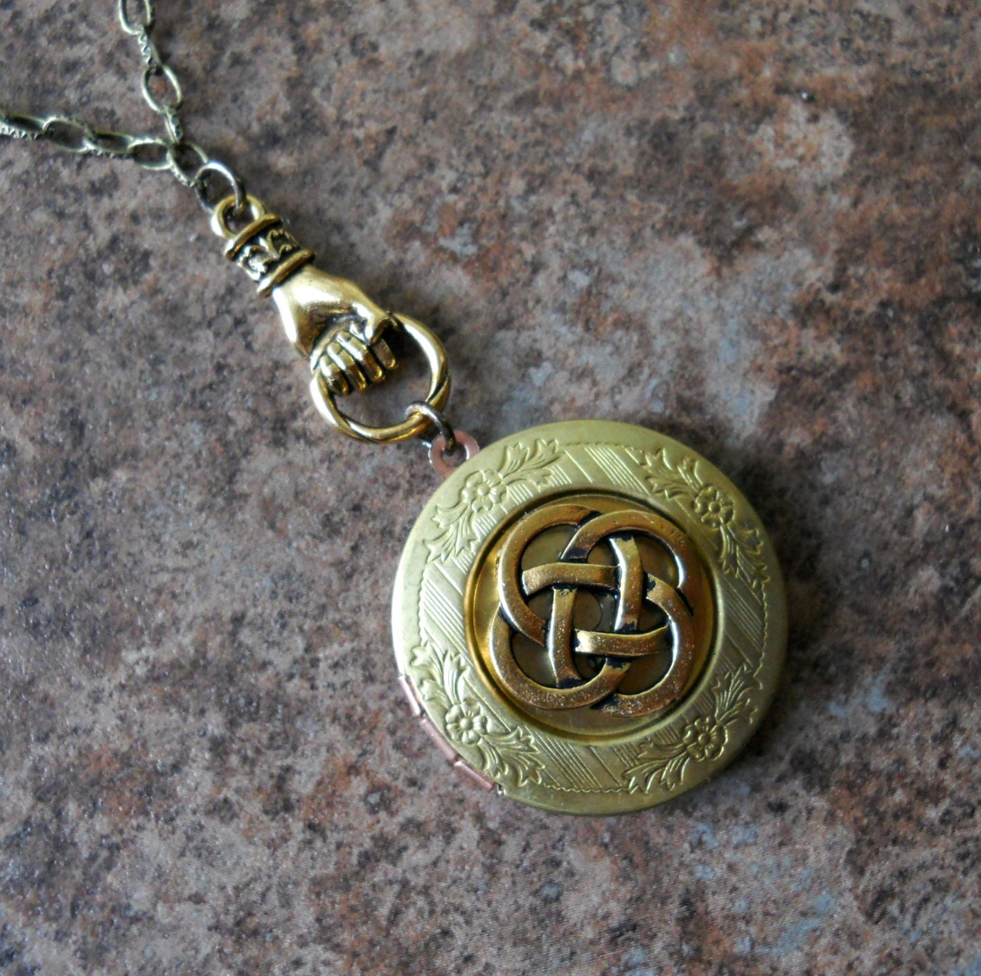 Irish Celtic Knot Vintage Style Locket Brass Celtic Locket | Etsy