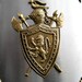 Fancy Flask, Brass Medievel Crest on 8 Oz Stainless Steel Flask, Game ...